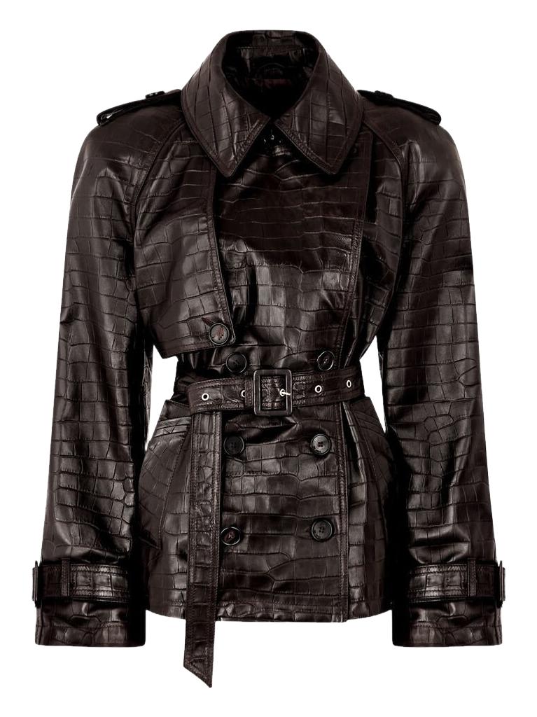 ATTICO Attico Belted Crocodile-Patterned Bomber Jacket